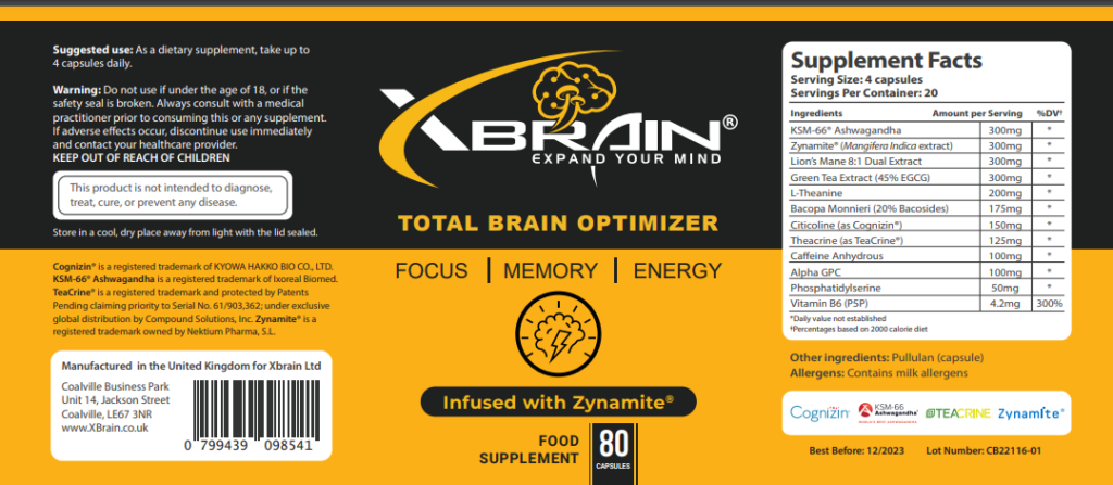 Total Brain Optimizer | Energy, Memory, Focus Nootropic | XBrain